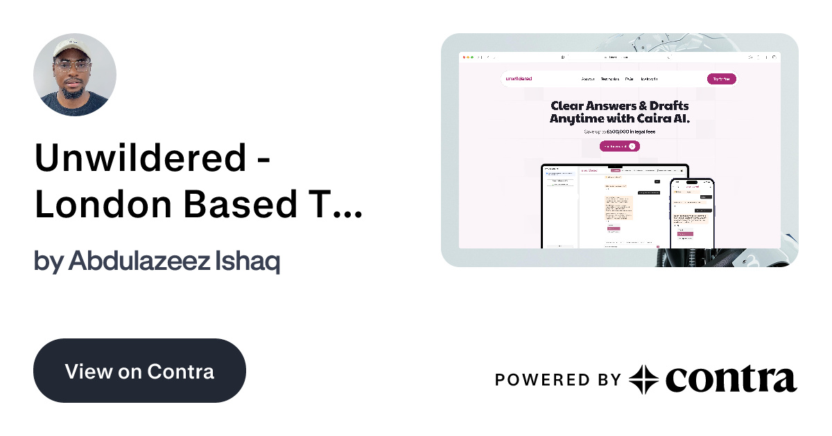 Unwildered - London Based Tech Startup Framer Website by Abdulazeez Ishaq