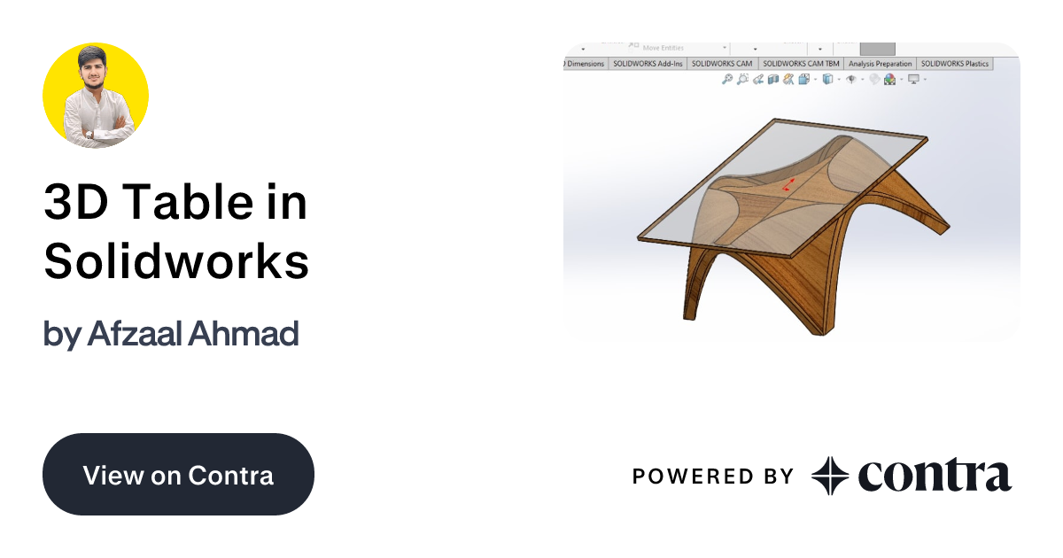 3D Table in Solidworks by Afzaal Ahmad