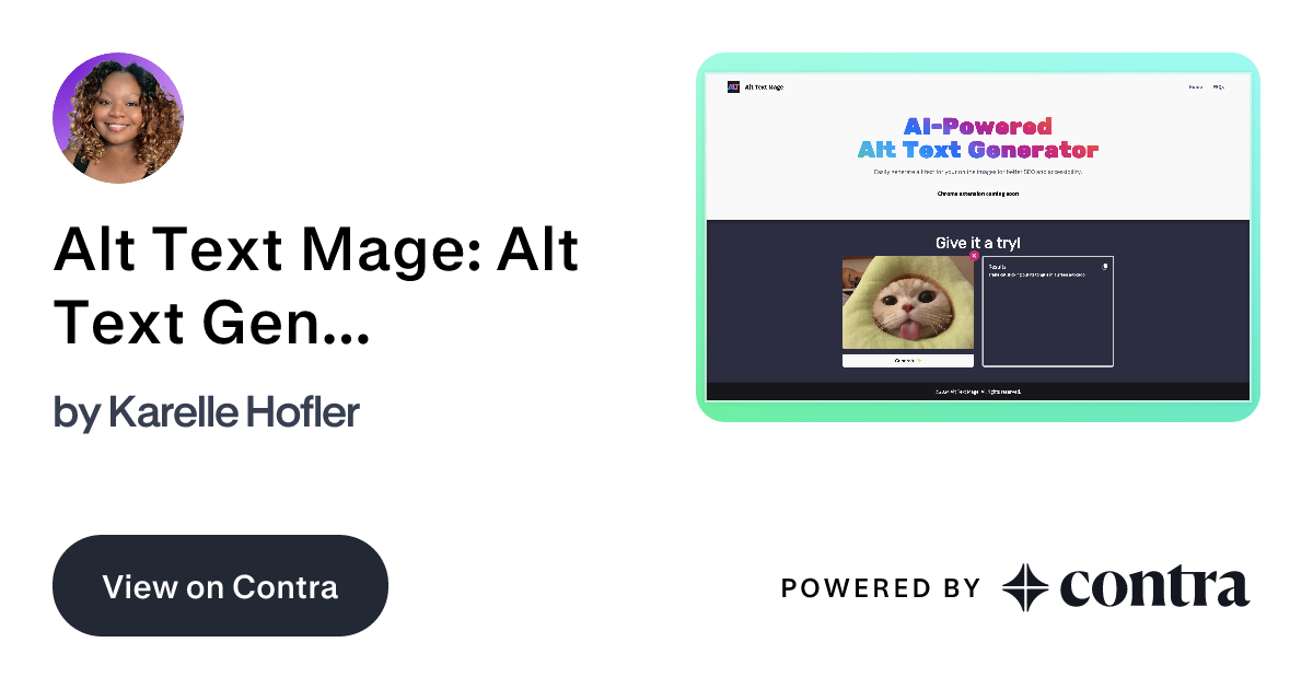 Alt Text Mage: Alt Text Generator Web App by Karelle Hofler