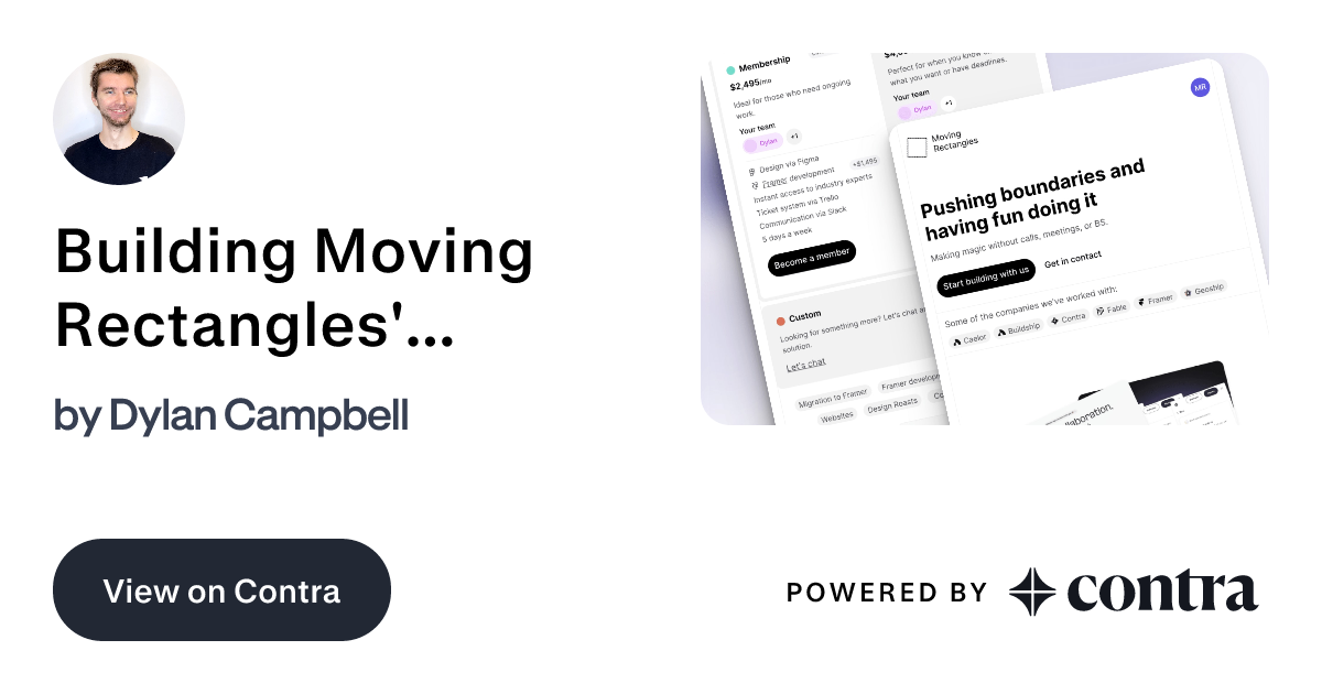 Building Moving Rectangles' home in Framer by Dylan Campbell