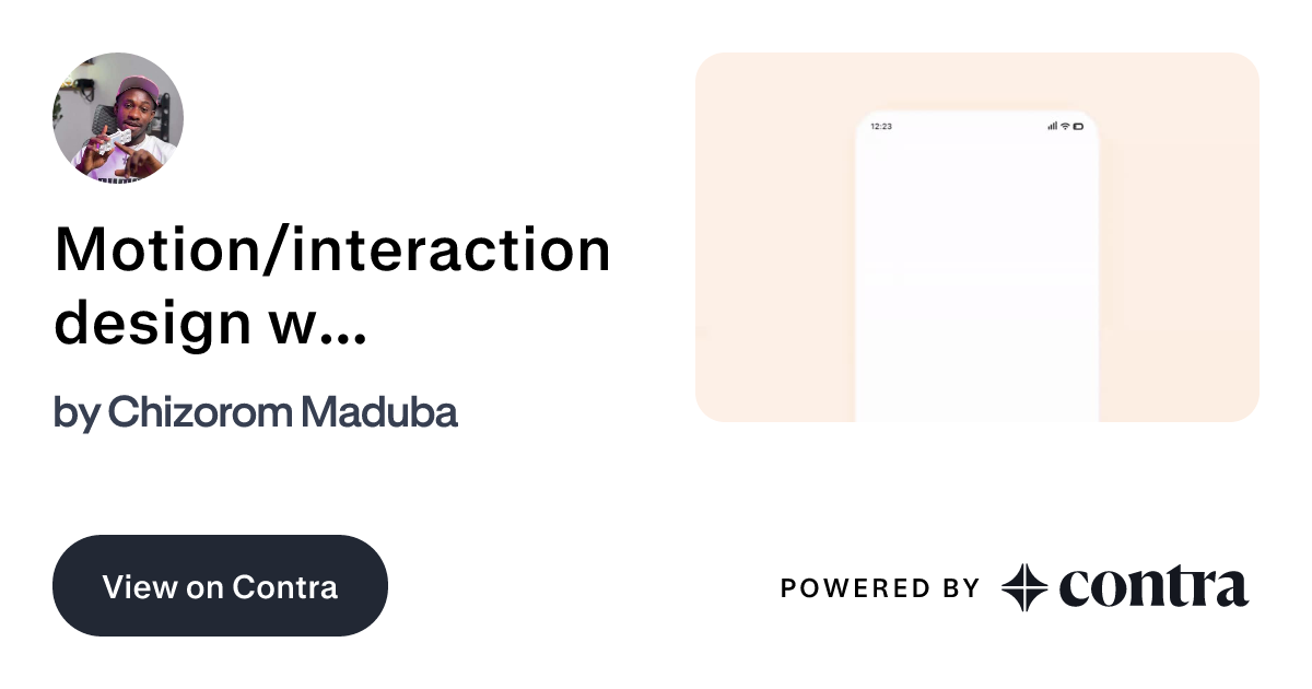 Motion/interaction design portfolio with Jitter by Chizorom Maduba 🔥