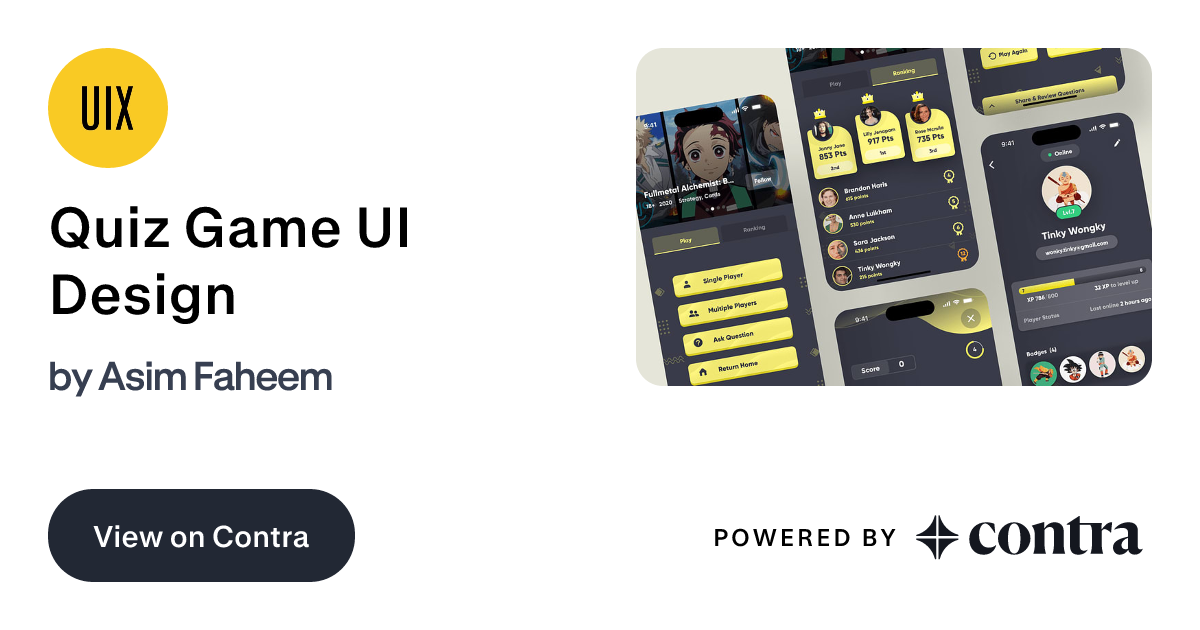 Quiz Game UI Design by Asim Faheem