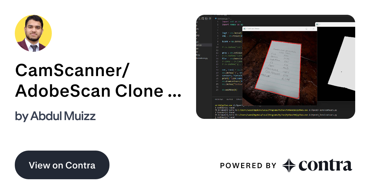 CamScanner/AdobeScan Clone using Python by Abdul Muizz