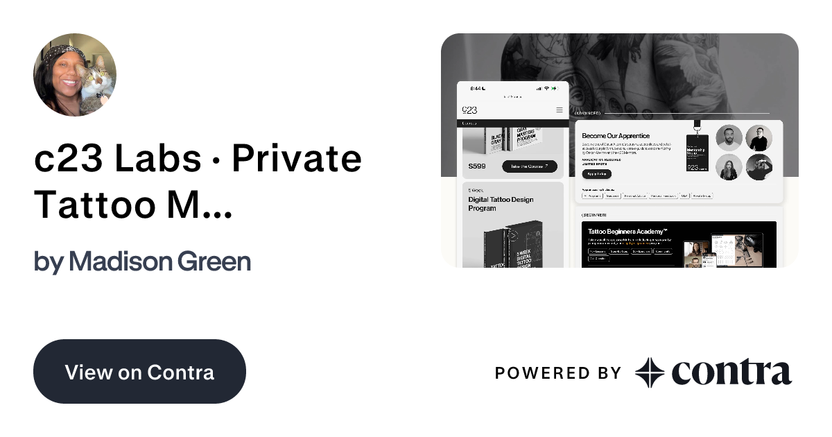 c23 Labs · Private Tattoo Mentorship — Framer Web Dev 💻 by Madison Green