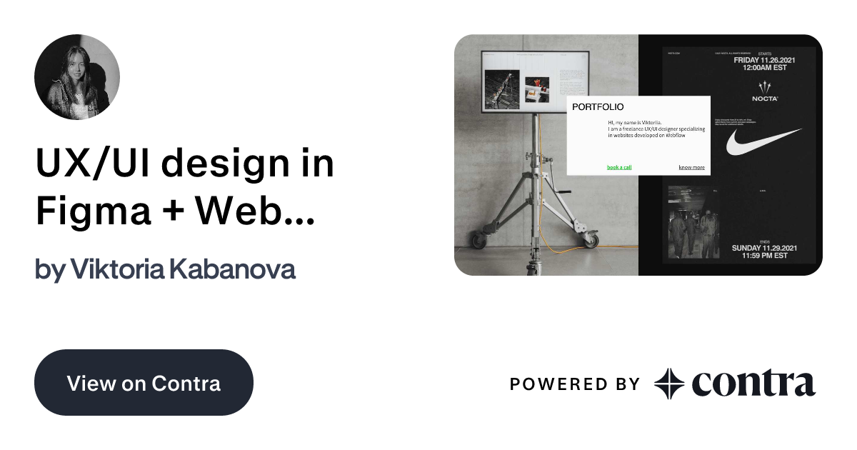 UX/UI design in Figma + Webflow development by Viktoria Kabanova