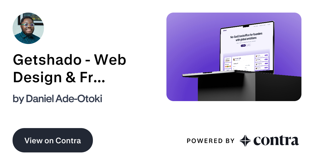 Getshado - Web Design & Framer Development by Daniel Ade-Otoki