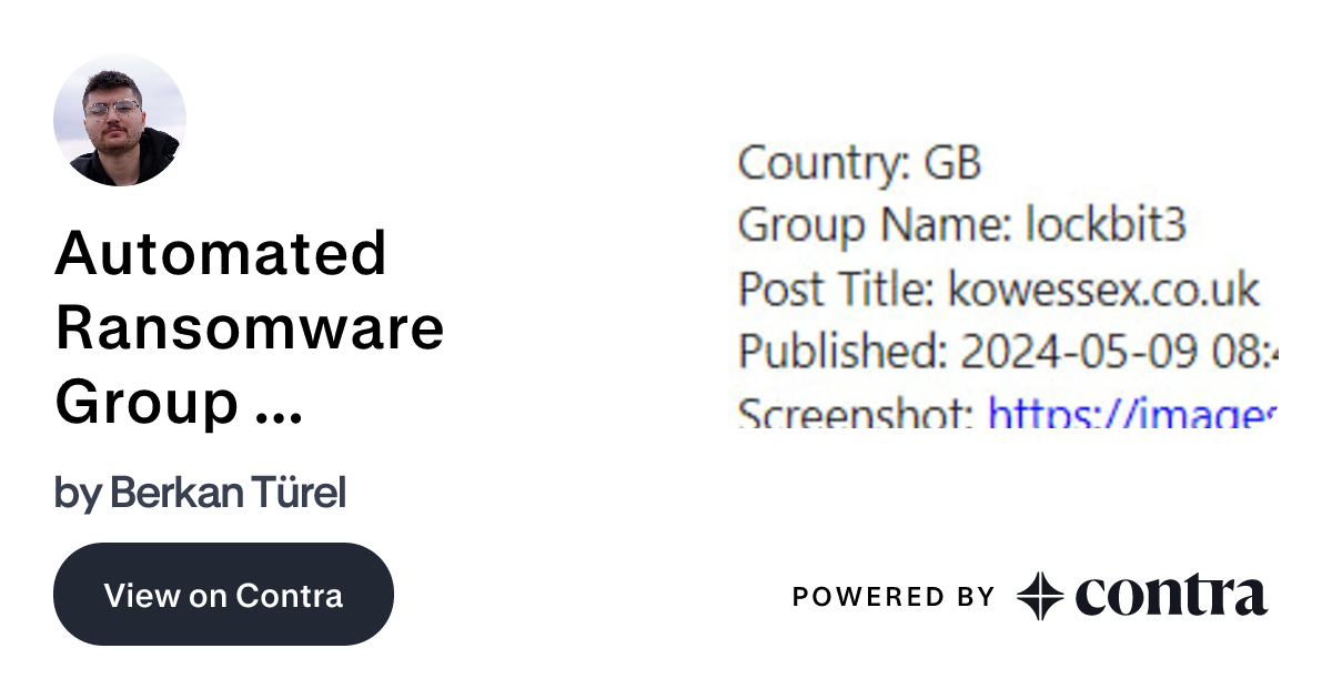 Automated Ransomware Group Activity Tracker and Alert System by Berkan Türel