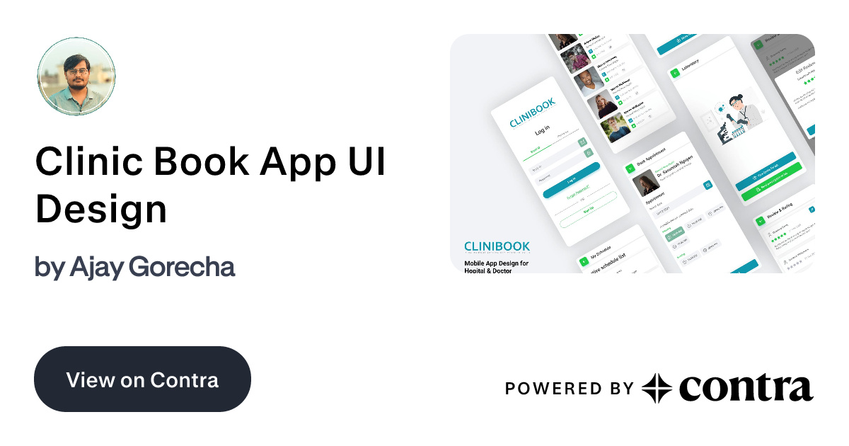 Clinic Book App UI Design by Ajay Gorecha