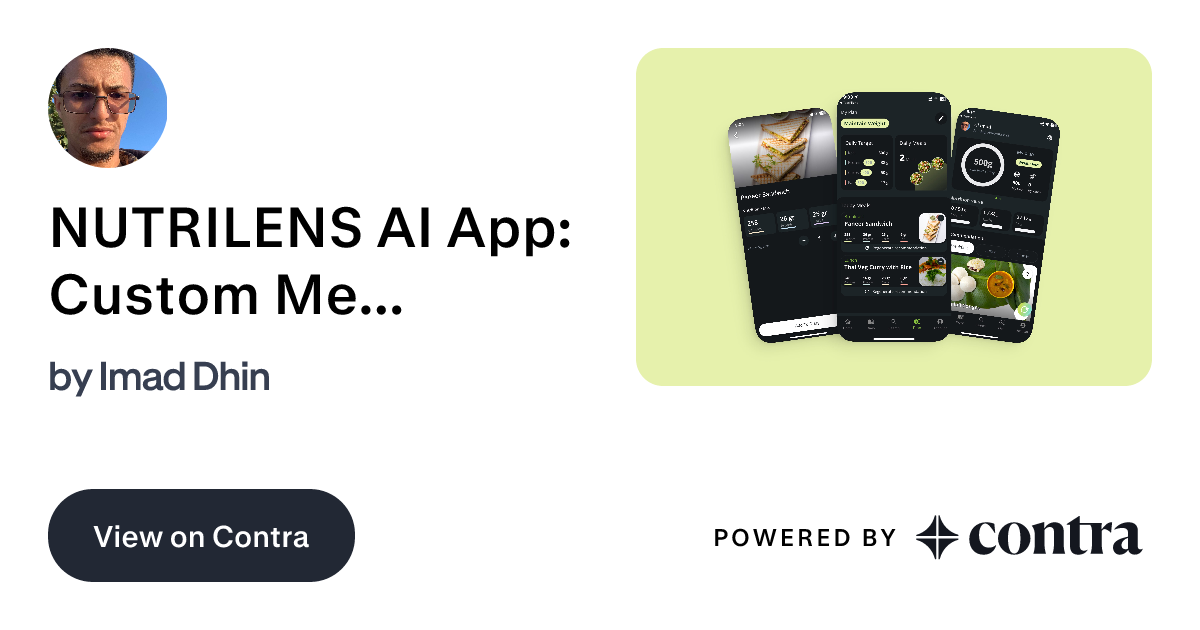 NUTRILENS AI App: Custom Meals Generations by Imad Dhin
