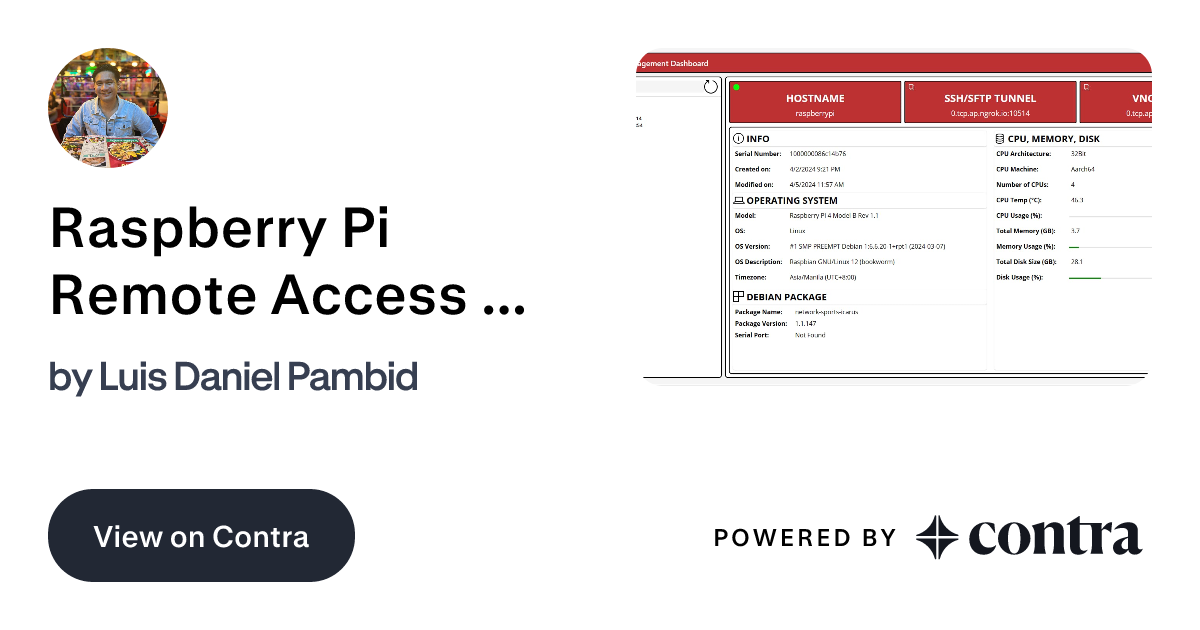 Raspberry Pi Remote Access Management Dashboard by Luis Daniel Pambid