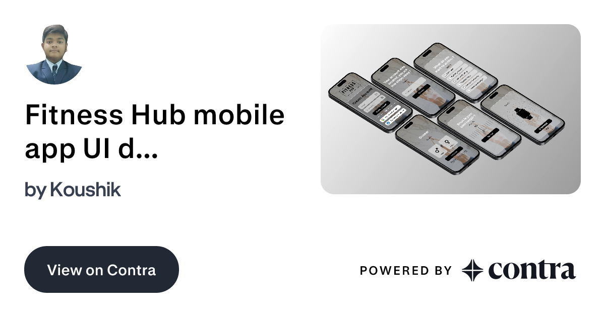 Fitness Hub mobile app UI design by Koushik