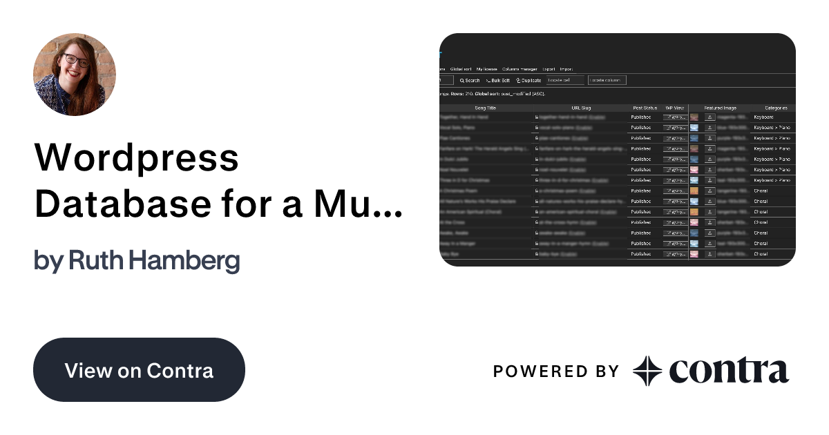 Wordpress Database for a Music Composer by Ruth Hamberg