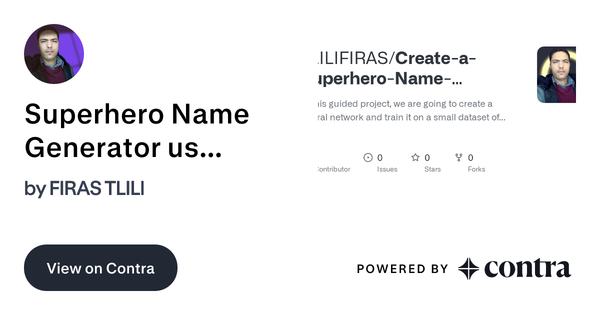 Superhero Name Generator using TensorFlow by FIRAS TLILI