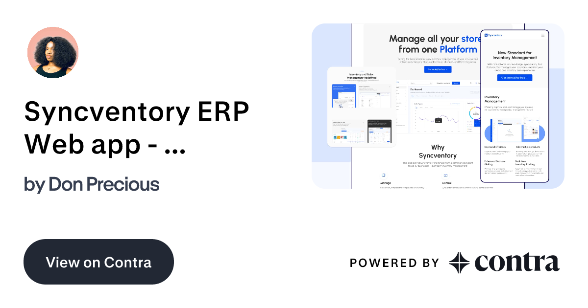 Syncventory ERP Web app - UI/UX Product design by Don Precious