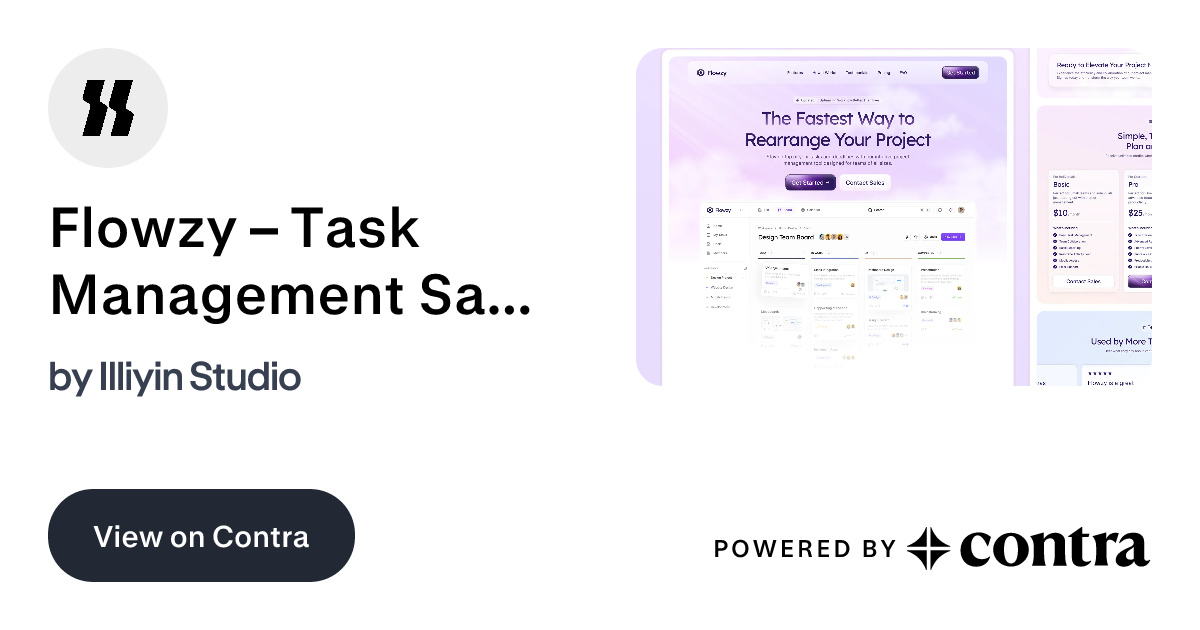 Flowzy – Task Management SaaS UI & Landing Page Design by Illiyin Studio