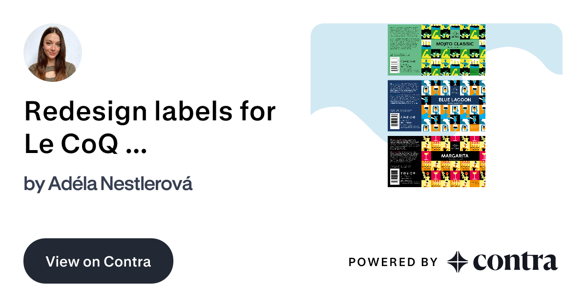 Redesign labels for Le CoQ cocktails by Adéla Nestlerová