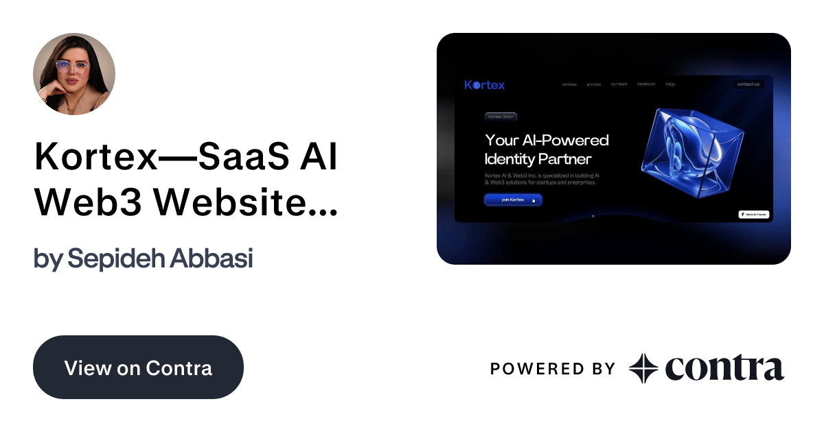 Kortex—SaaS AI Web3 Website Design & Development Framer by Sepideh Abbasi