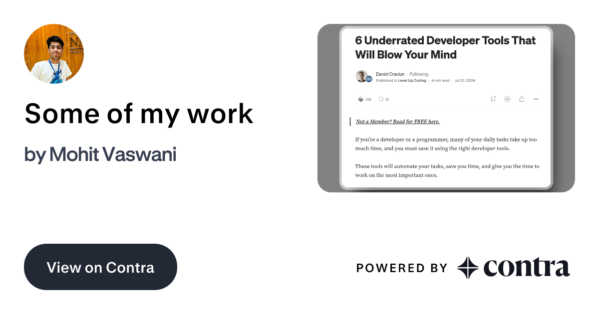 Some of my work by Mohit Vaswani