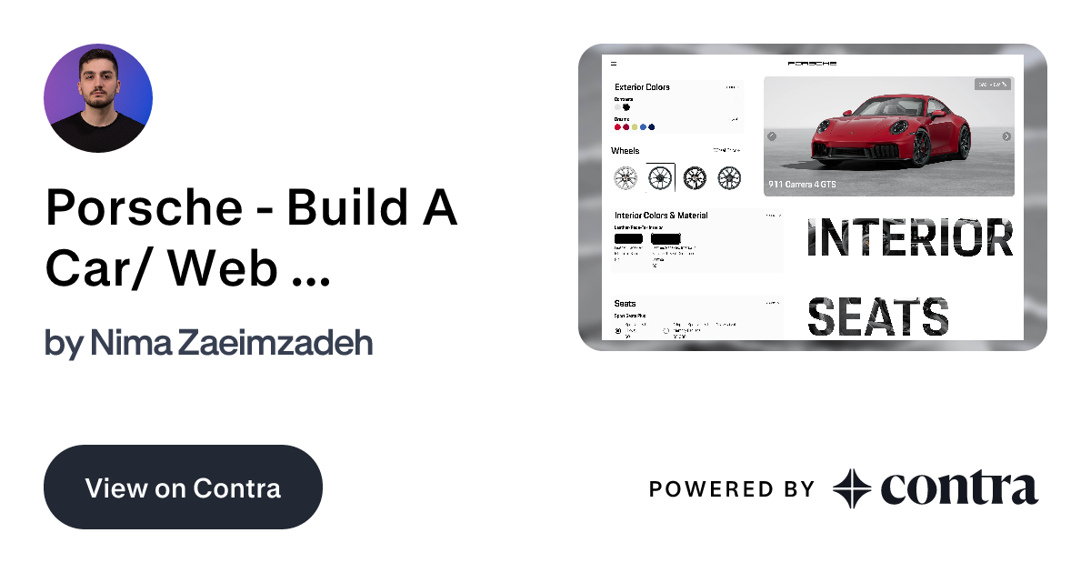 Porsche - Build A Car/ Web Design - UI/UX Design by Nima Zaeimzadeh