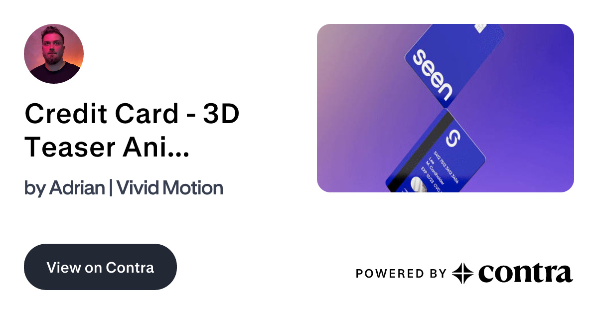 Credit Card - 3D Teaser Animation by Adrian | Vivid Motion