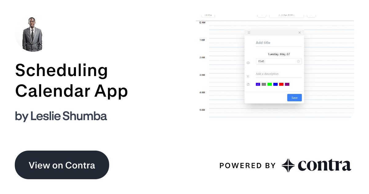 Scheduling Calendar App by Leslie Shumba