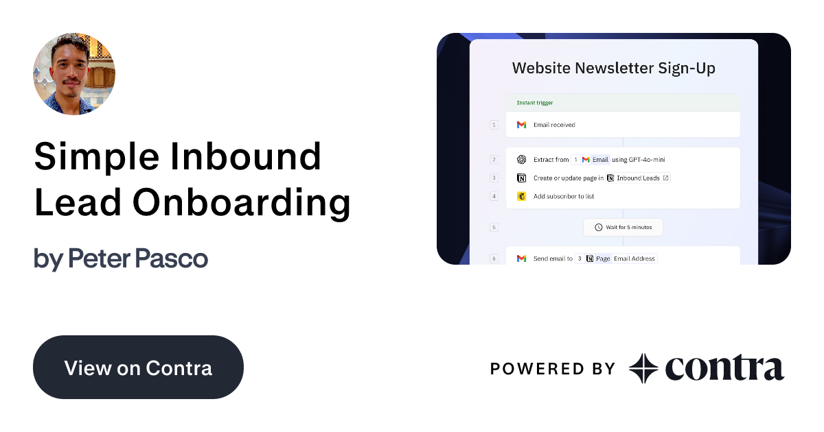 Simple Inbound Lead Onboarding by Peter Pasco