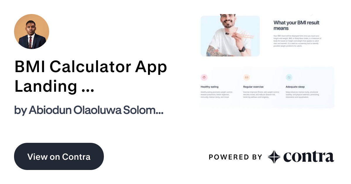 BMI Calculator App Landing Page by Abiodun Olaoluwa Solomon