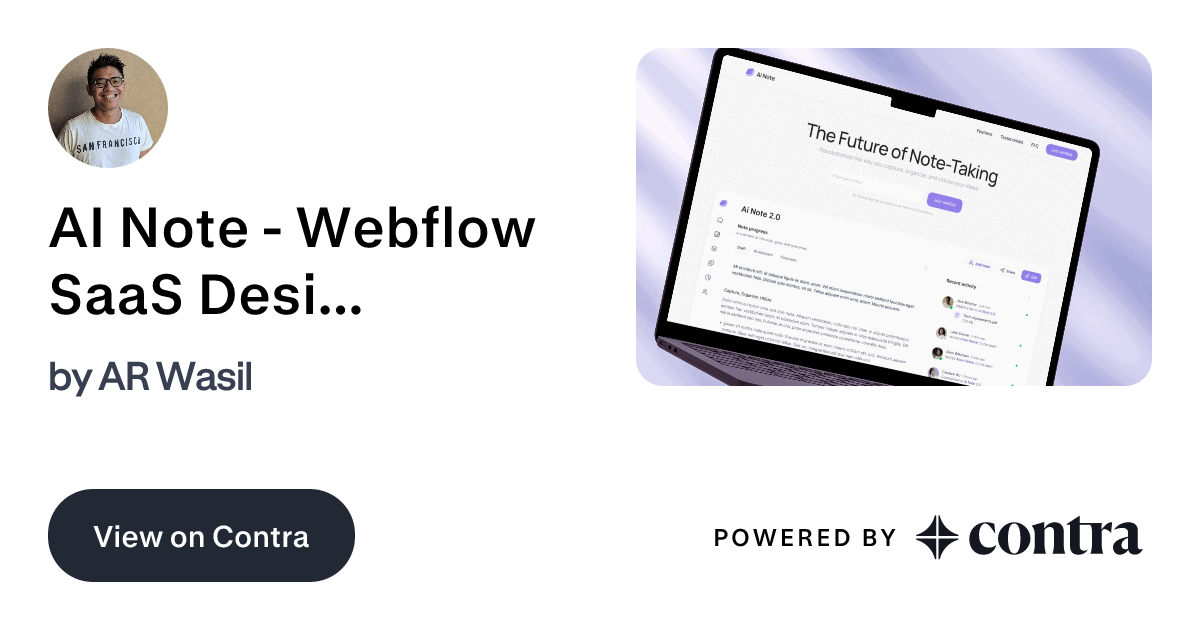 AI Note - Webflow SaaS Design Development by AR Wasil
