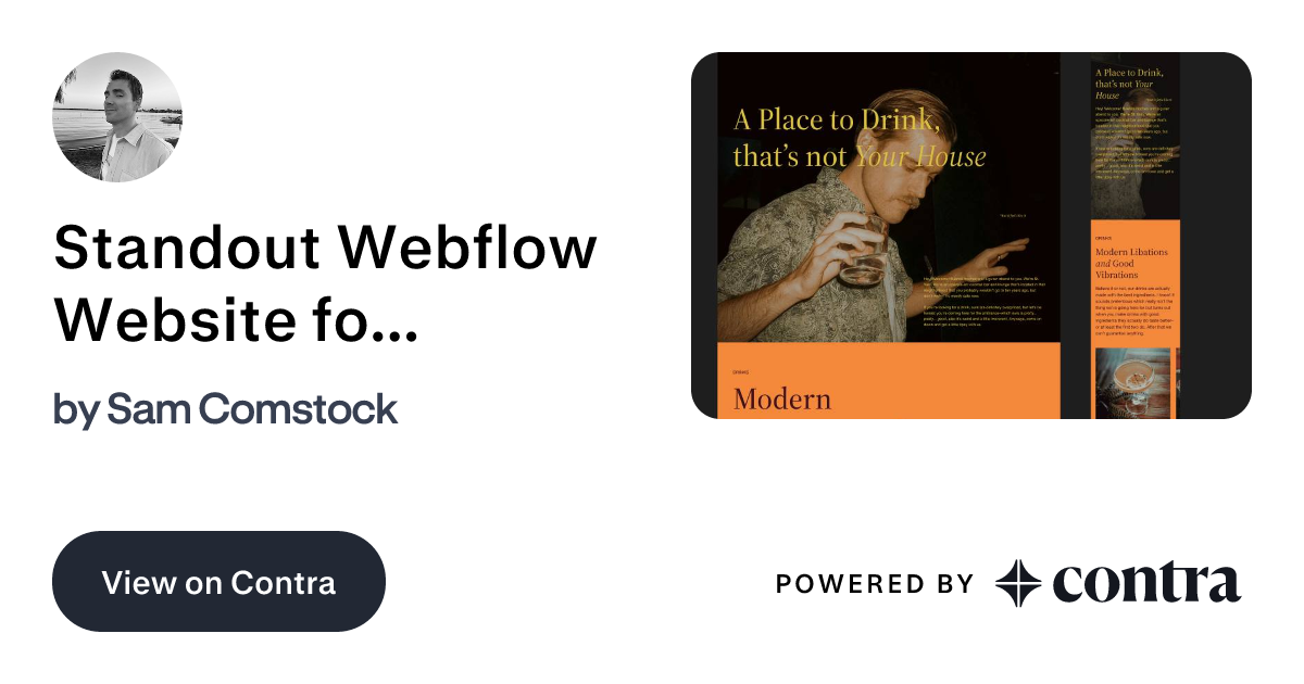 Standout Webflow Website for an Upscale Cocktail Bar & Lounge by Sam Comstock