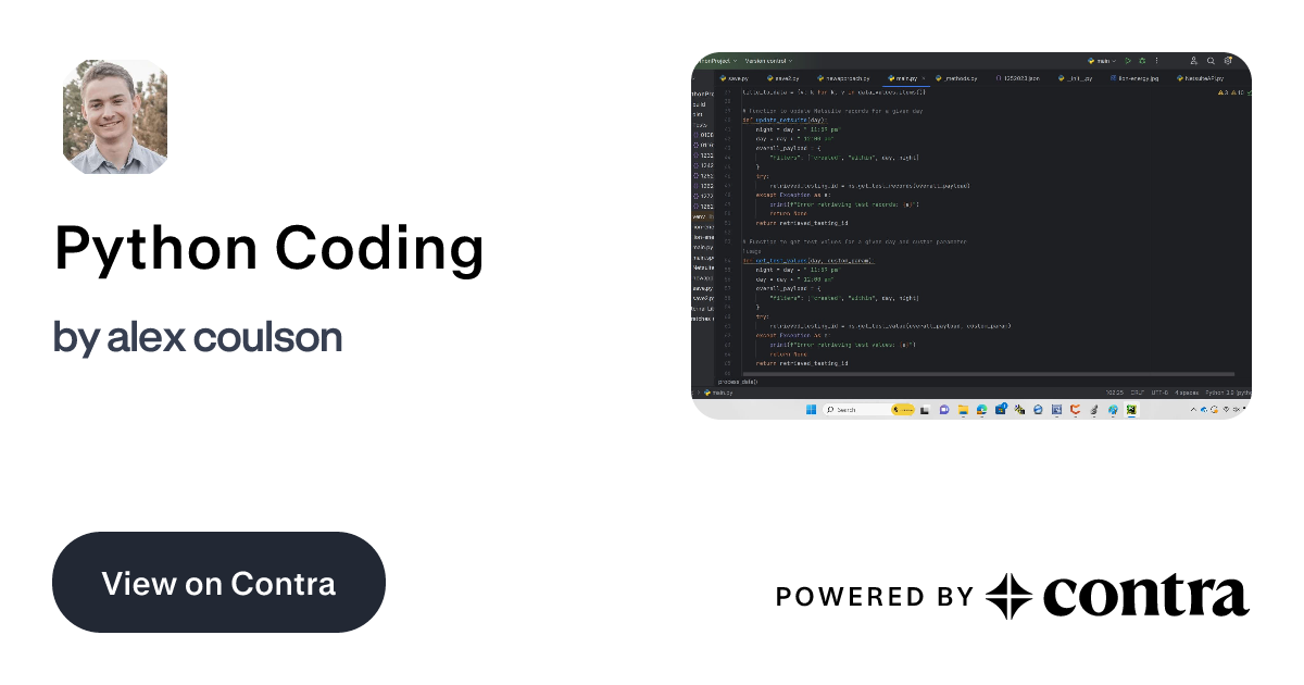 Python Coding by alex coulson