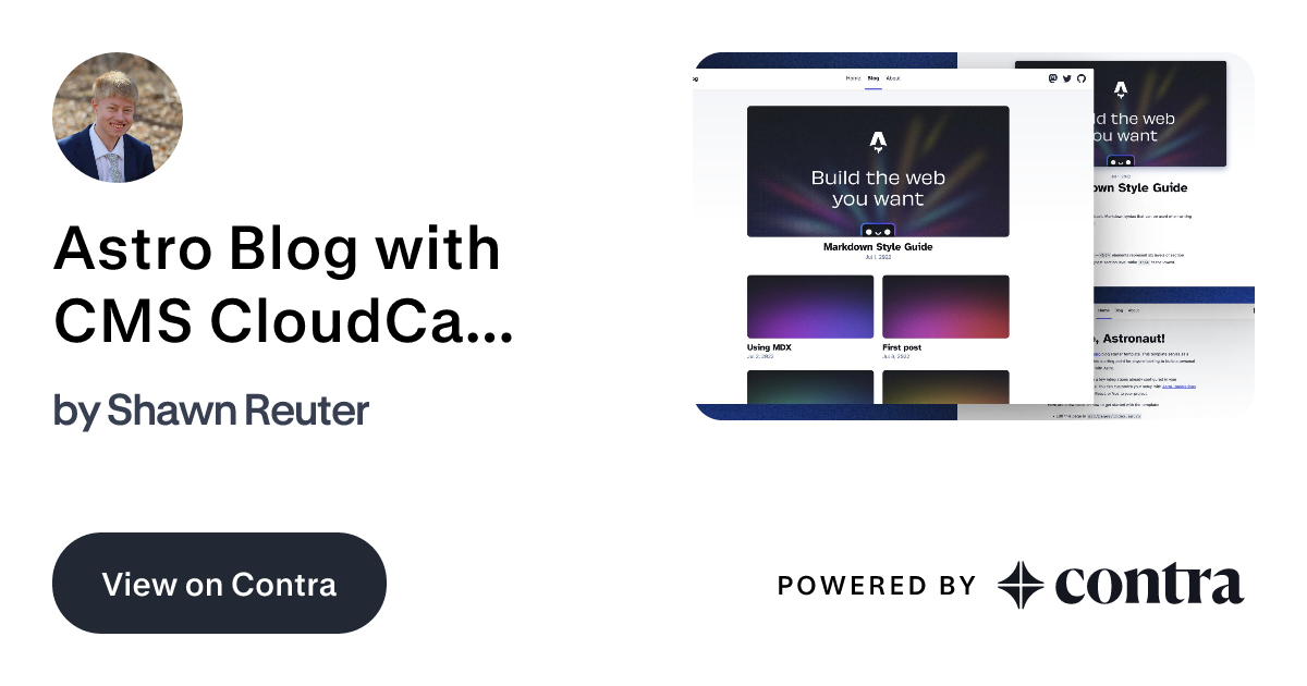 Astro Blog with CMS CloudCannon Integration by Shawn Reuter