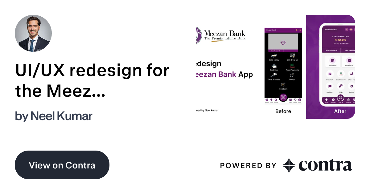 UI/UX redesign for the Meezan Bank app by Neel Kumar