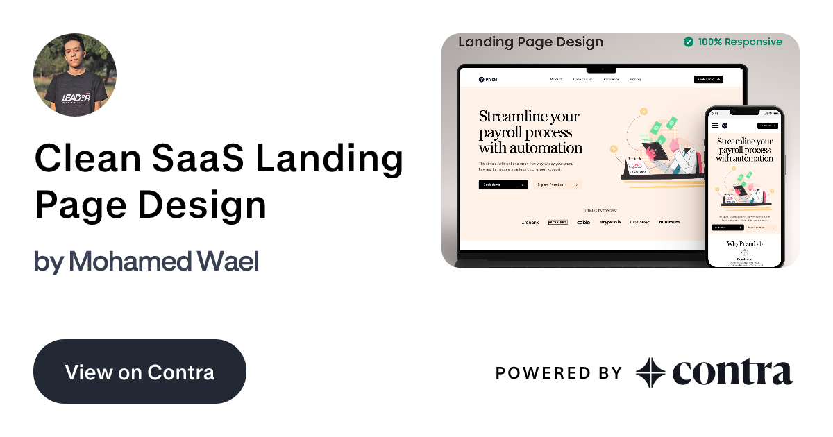 Clean SaaS Landing Page Design by Mohamed Wael