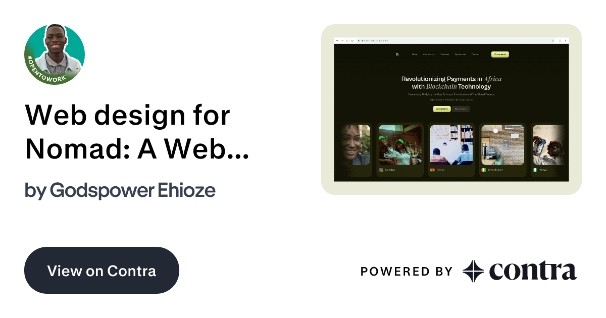 Web design for Nomad: A Web3 revolutionizing payments in Africa by Godspower Ehioze