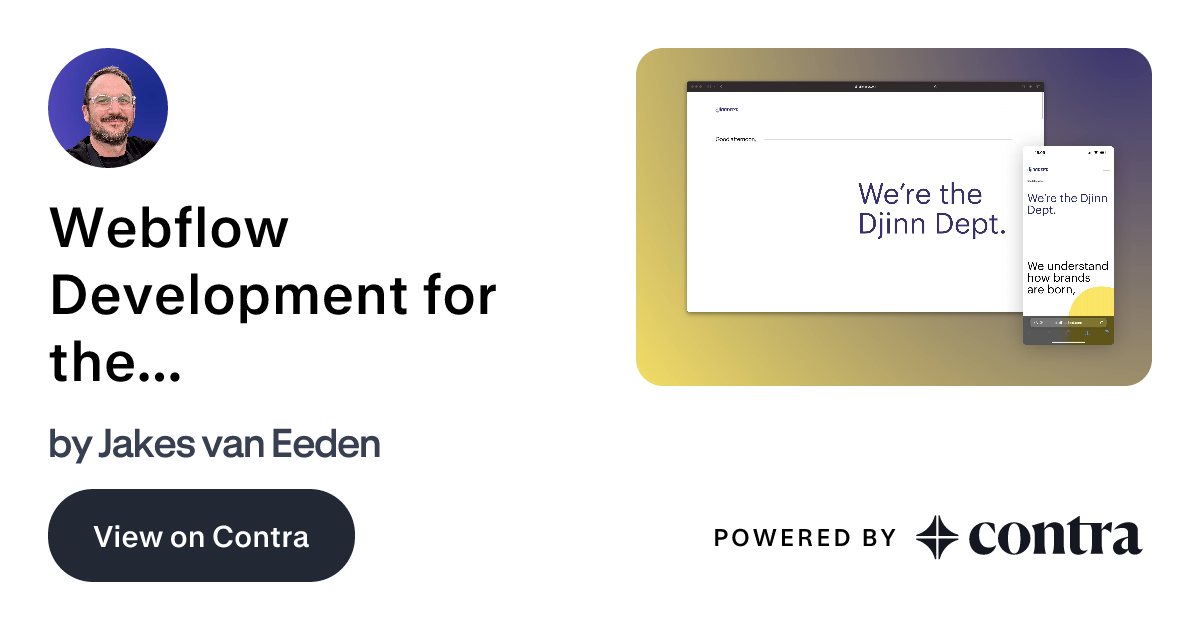 Webflow Development for the Djinn Dept. by Jakes van Eeden