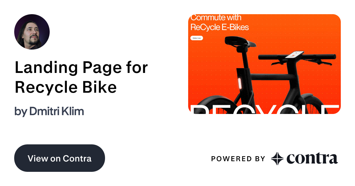 Landing Page for Recycle Bike by Dmitri Klim