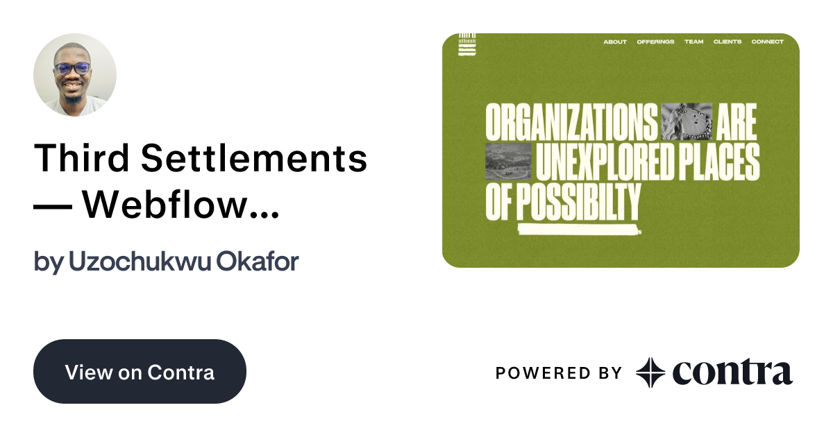 Third Settlements — Webflow & GSAP Development by Uzochukwu Okafor
