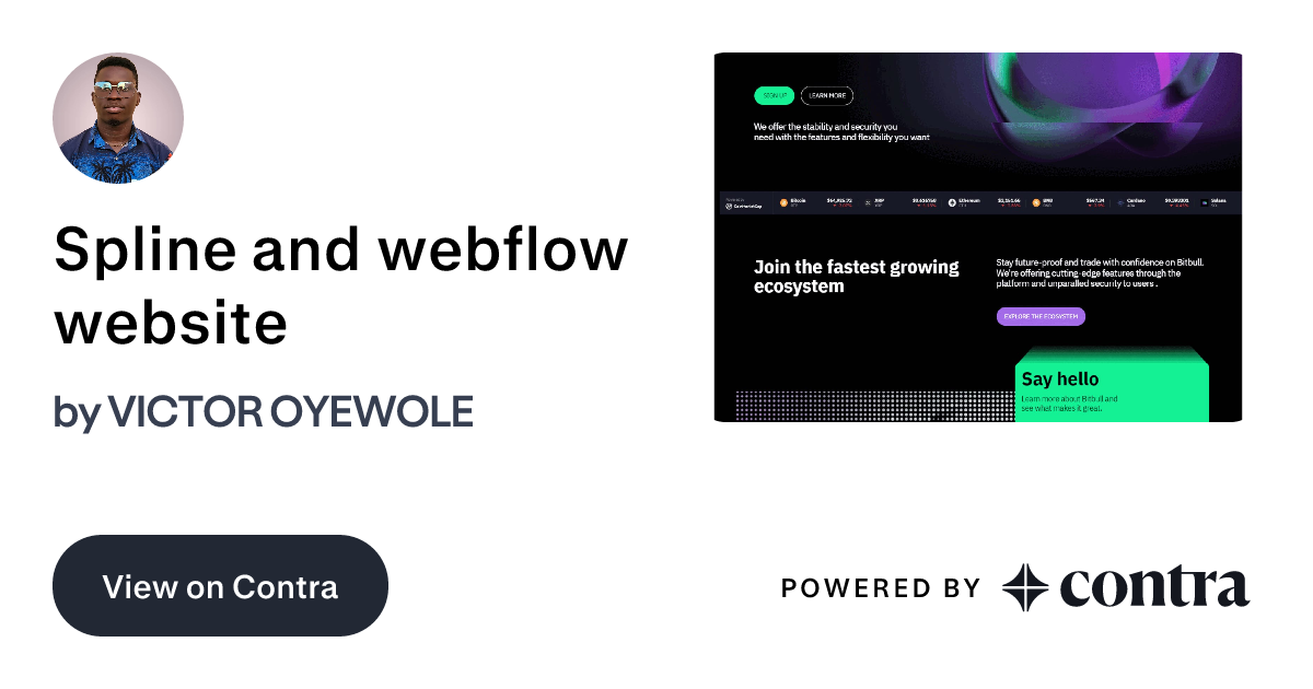 Spline and webflow website by VICTOR OYEWOLE