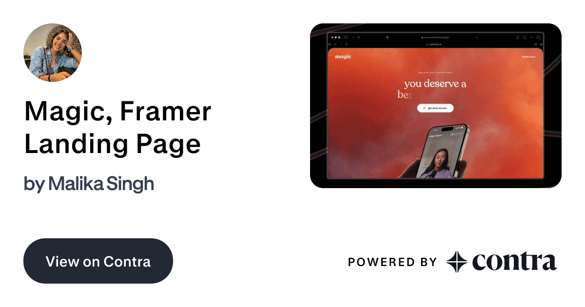 Magic, Framer Landing Page by Malika Singh