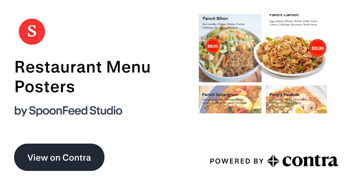 Restaurant Menu Posters by SpoonFeed Studio