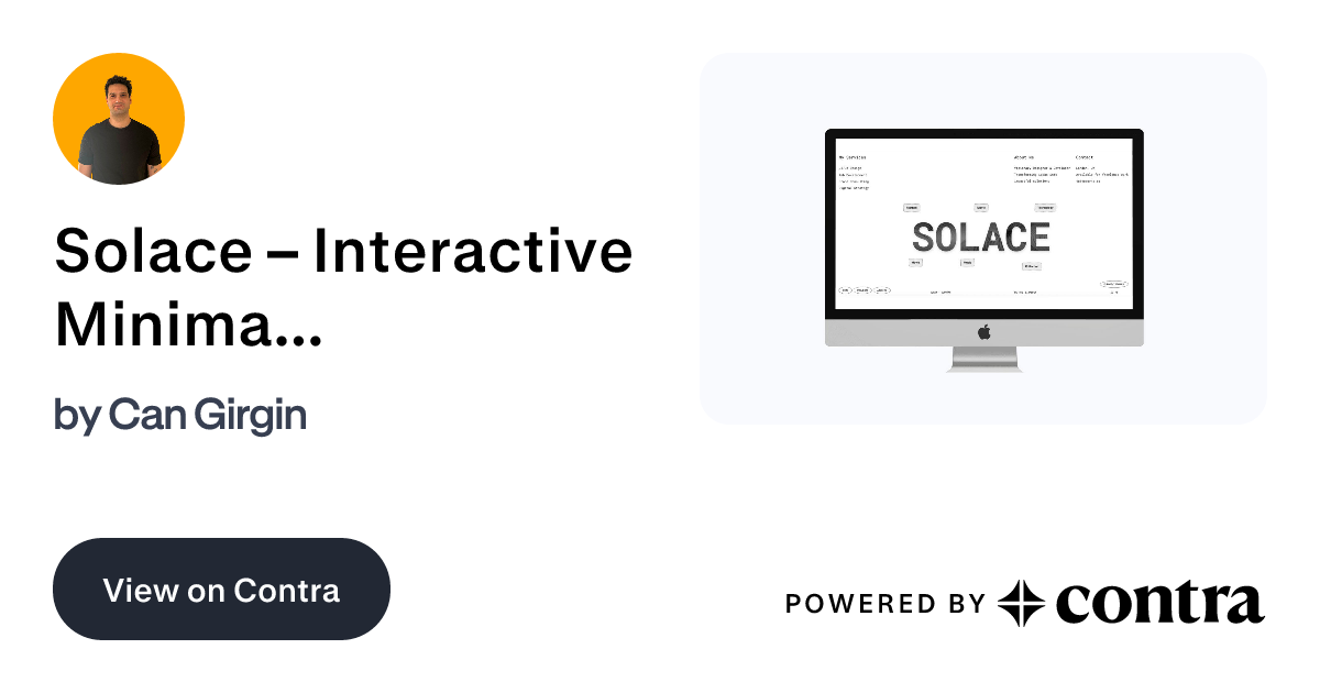 Solace – Interactive Minimalist Digital Agency Website by Can Girgin
