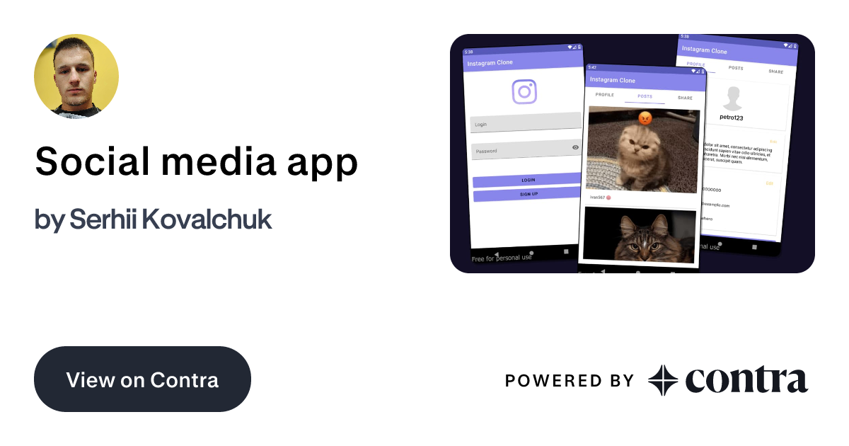 Social media app by Serhii Kovalchuk