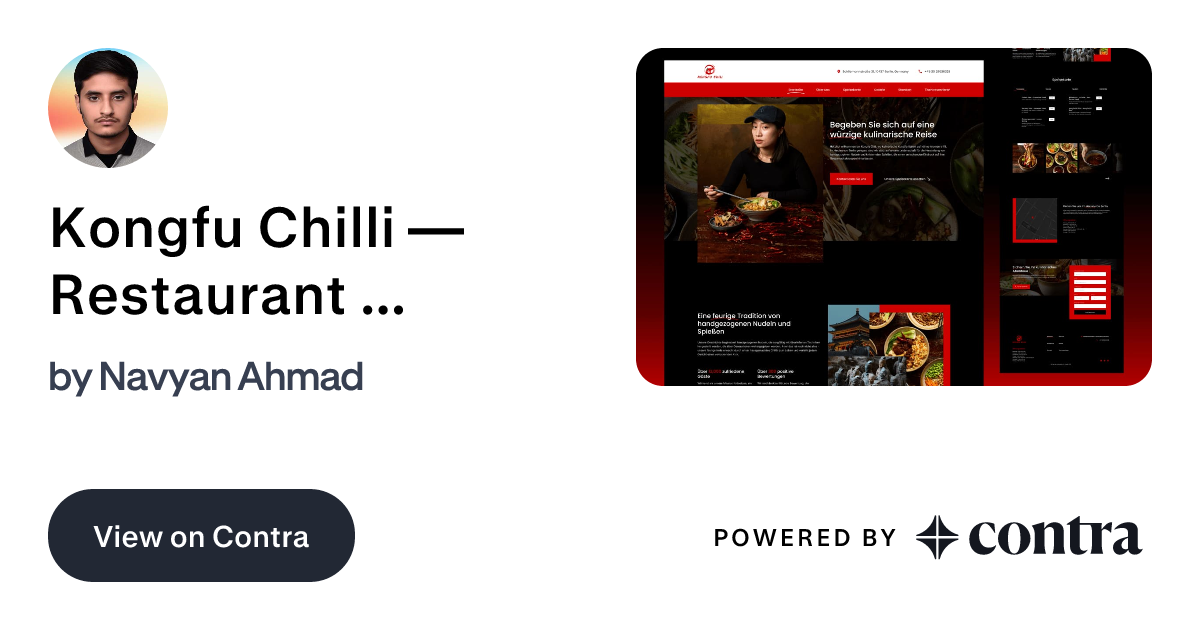 Kongfu Chilli — Restaurant Website Design by Navyan Ahmad