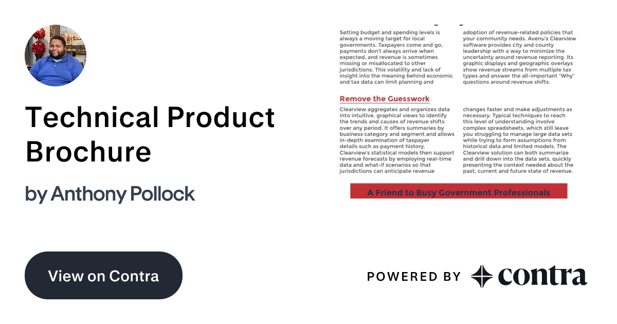 Technical Product Brochure by Anthony Pollock