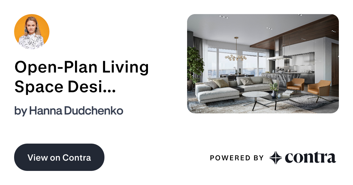 Open-Plan Living Space Design & Visualization by Hanna Dudchenko