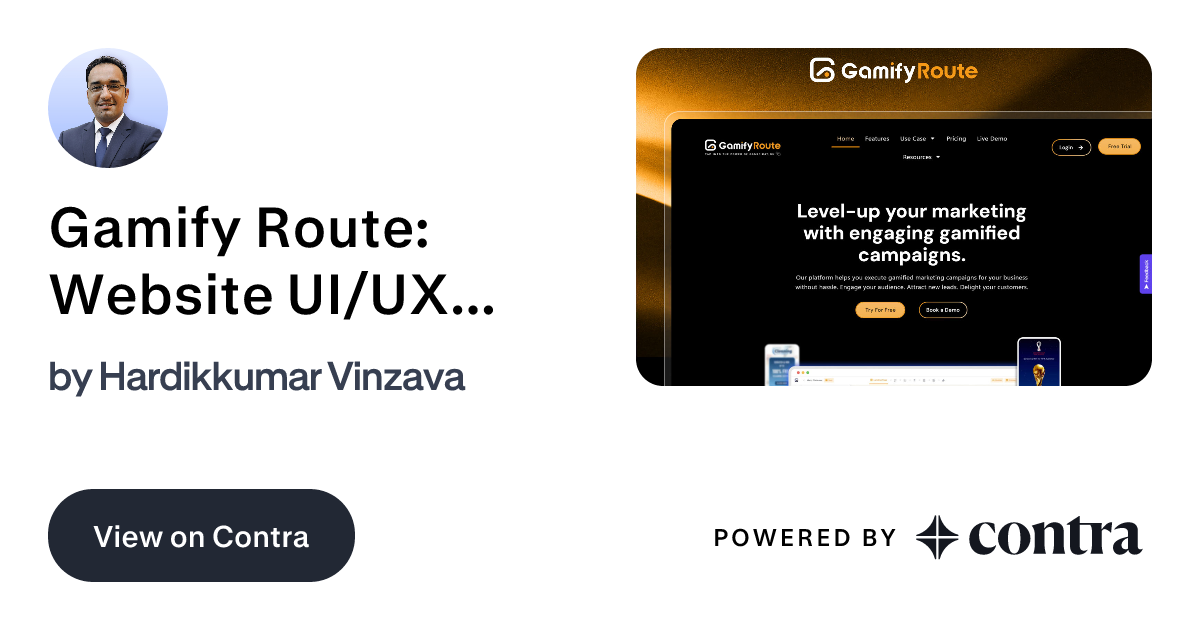 Gamify Route: Website UI/UX Design by Hardikkumar Vinzava