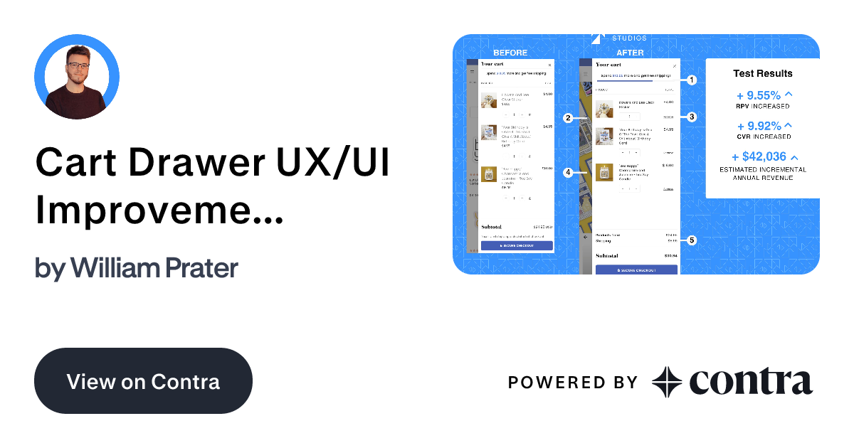 Cart Drawer UX/UI Improvement Leads to a 9% Increase in CVR & RP by William Prater