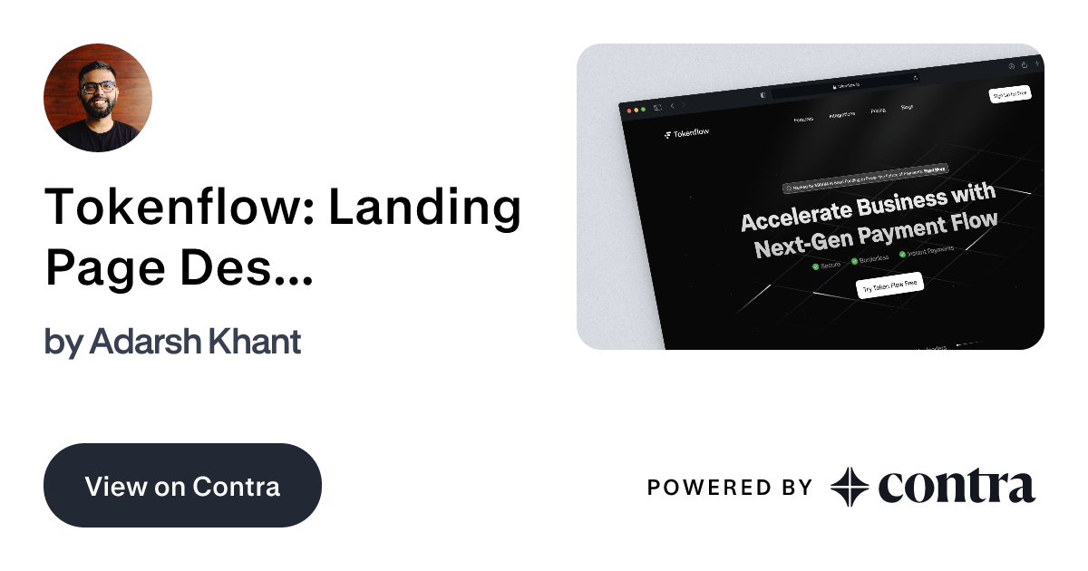 Tokenflow: Landing Page Design and Framer Development by Adarsh Khant