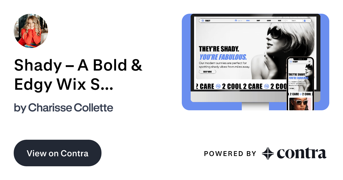Shady – A Bold & Edgy Wix Studio Template 😎 by Charisse Collette