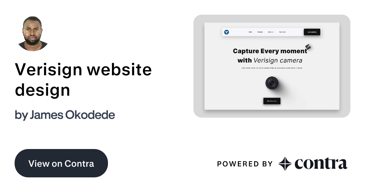 Verisign website design by James Okodede